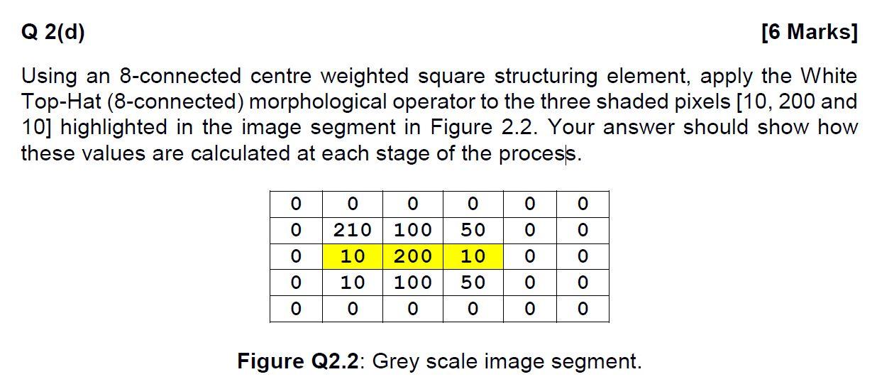 Solved Using an 8-connected centre weighted square | Chegg.com