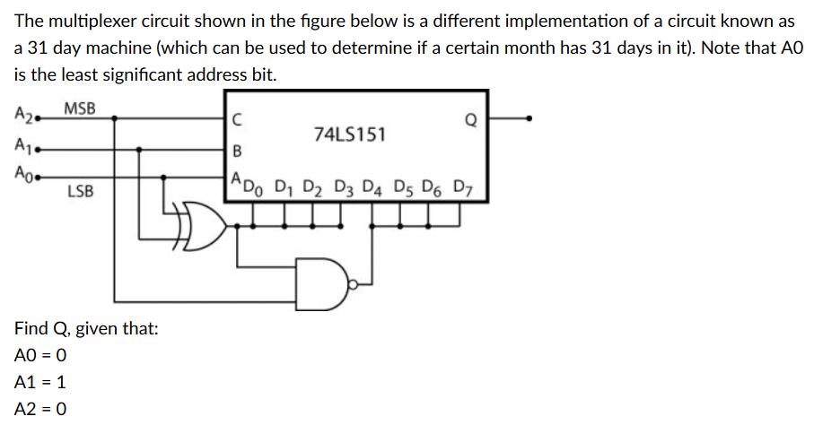 Solved The multiplexer circuit shown in the figure below is | Chegg.com