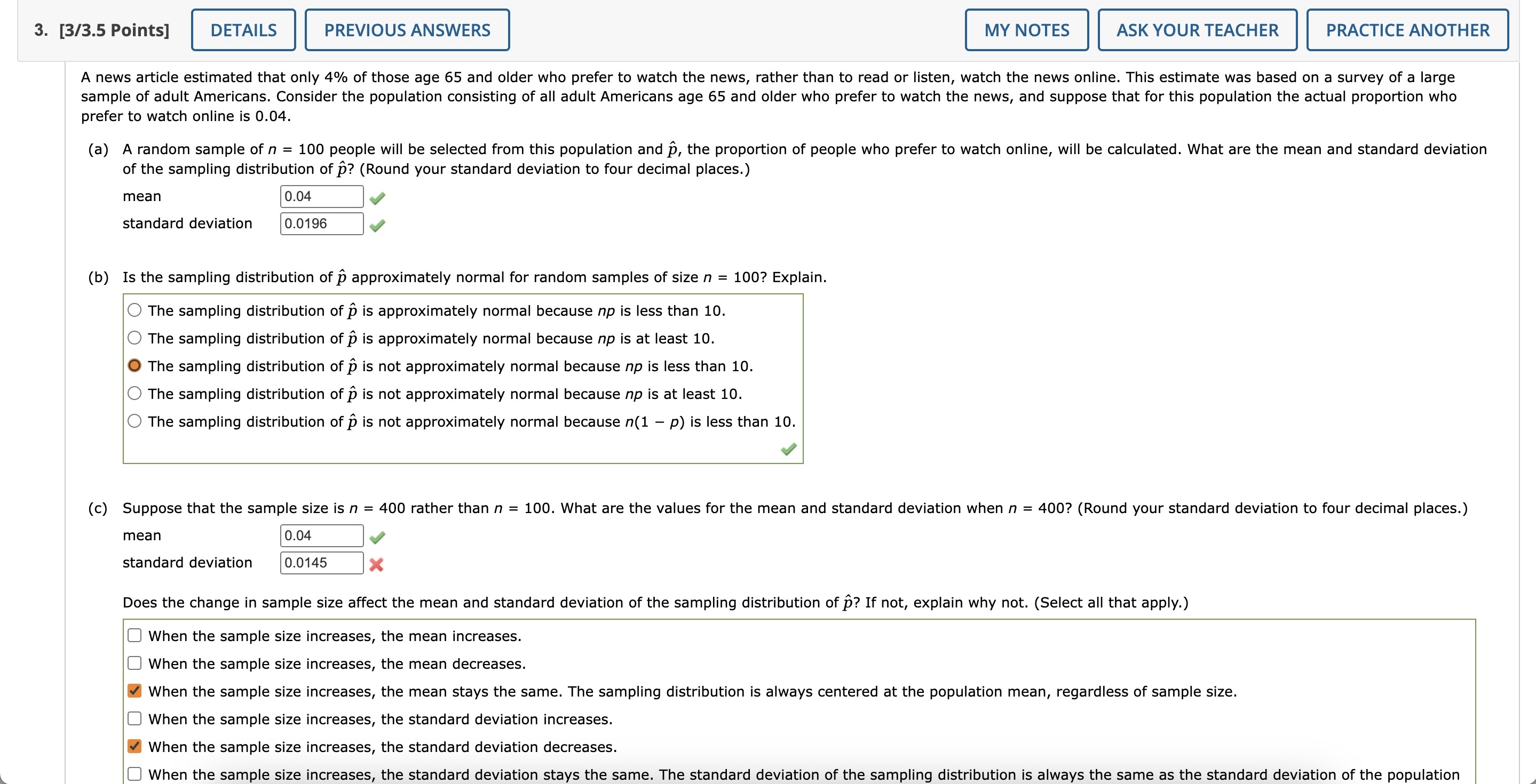 Solved A news article estimated that only 4% of those age 65 | Chegg.com