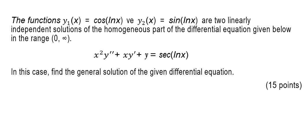Solved It is a sample final question for the differential | Chegg.com