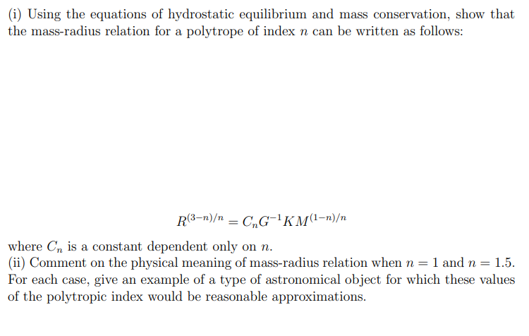 Solved (i) Using the equations of hydrostatic equilibrium | Chegg.com