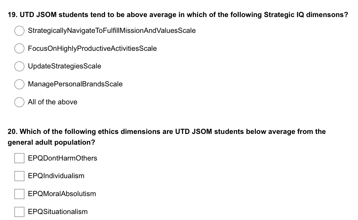 Solved 19. UTD JSOM students tend to be above average in | Chegg.com