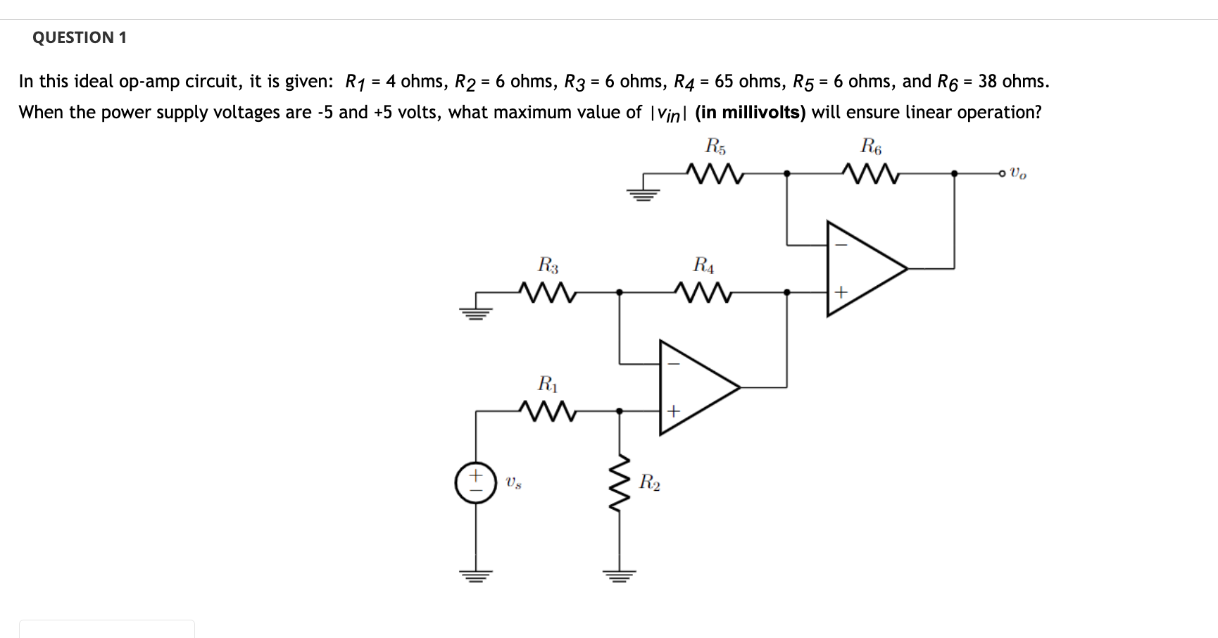 Solved In this ideal op-amp circuit, it is given: R1=4 ohms, | Chegg.com