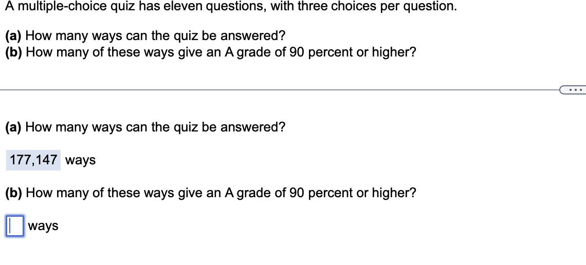 Solved A multiple-choice quiz has eleven questions, with | Chegg.com