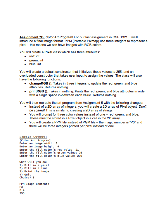 Solved Assignment 7B: Color Art Program! For our last | Chegg.com