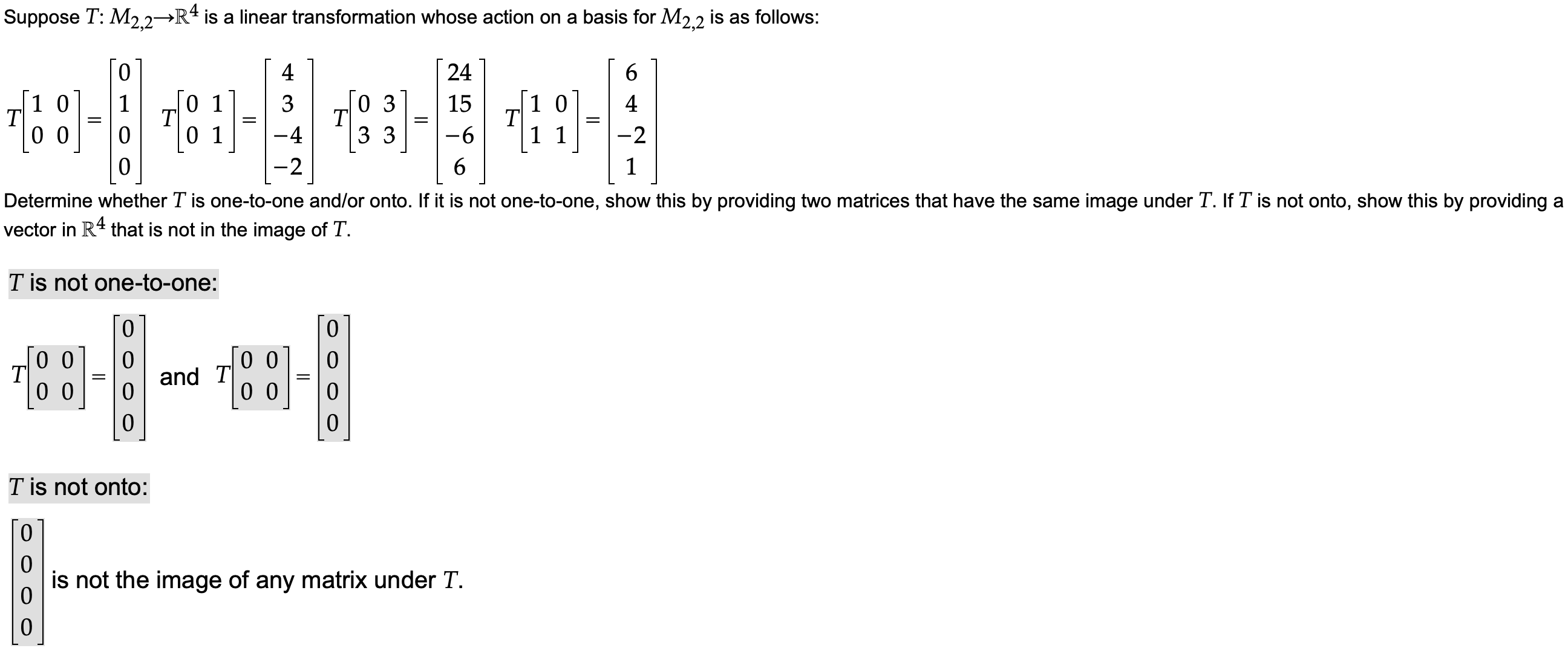 Solved Suppose T: M2,2-R4 is a linear transformation whose | Chegg.com