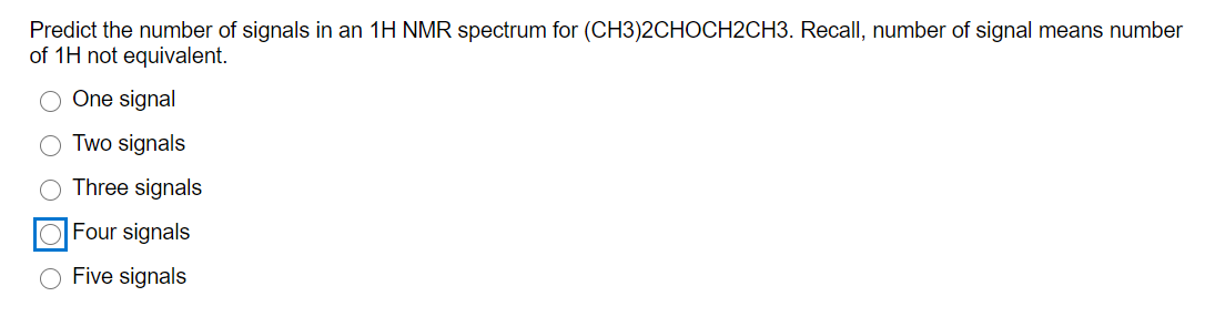 Solved Predict the number of signals in an 1H NMR spectrum | Chegg.com