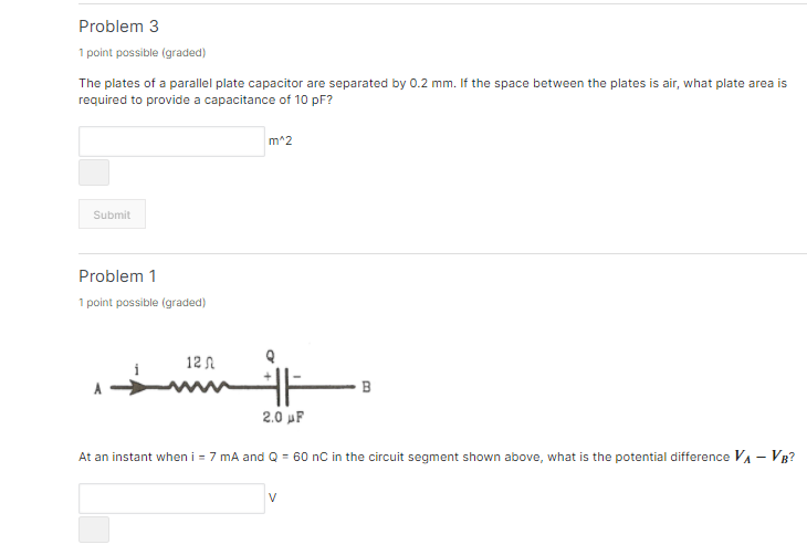 Solved Problem 3 1 Point Possible Graded The Plates Of A 