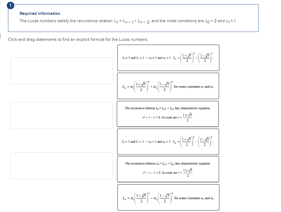 Solved Required information The Lucas numbers satisfy the | Chegg.com