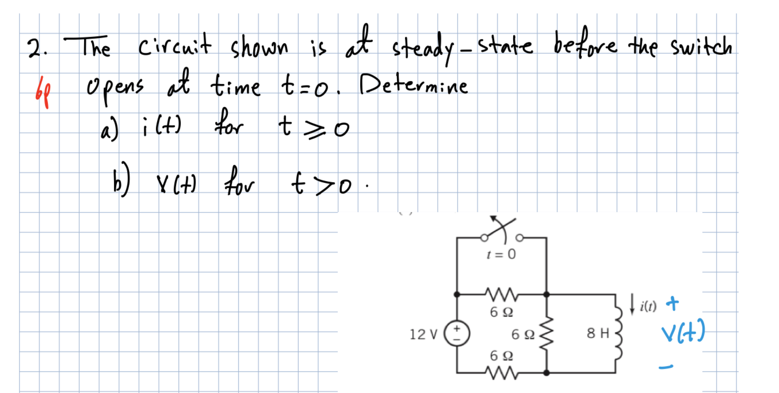 Solved The circuit shown is at steady-state before the | Chegg.com