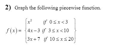 Solved 2) Graph the following piecewise function. if 0 | Chegg.com