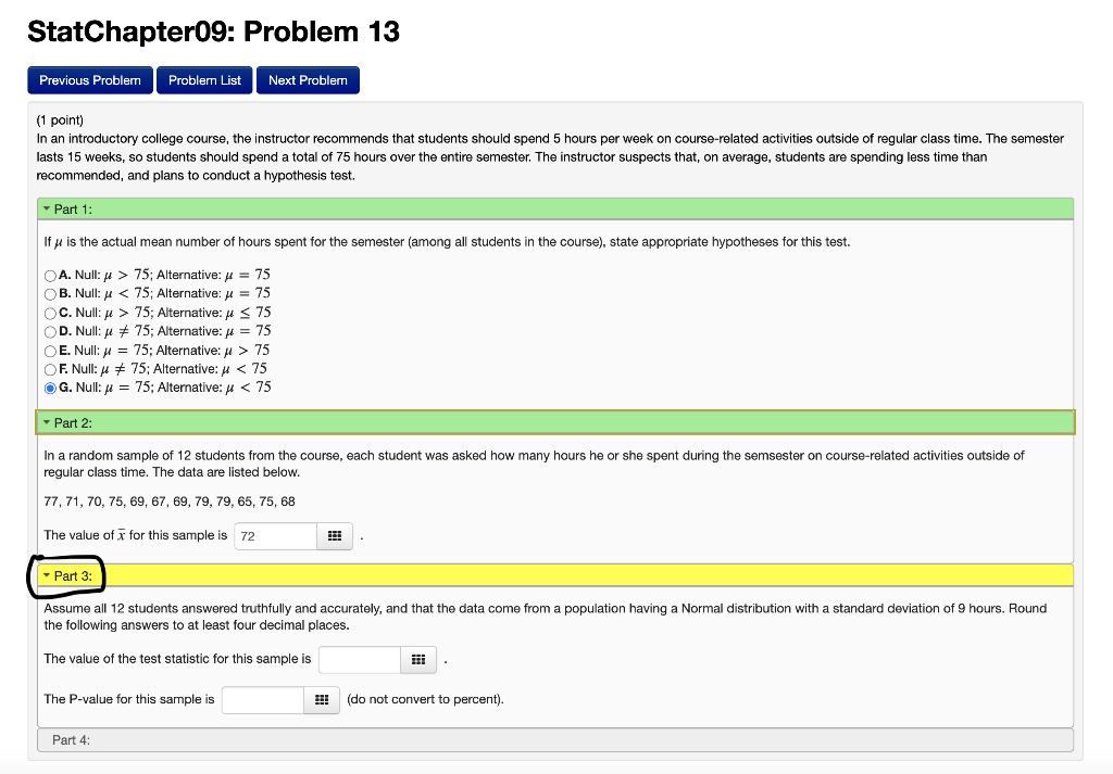 Solved StatChapter09: Problem 7 Previcus Problem Problem | Chegg.com