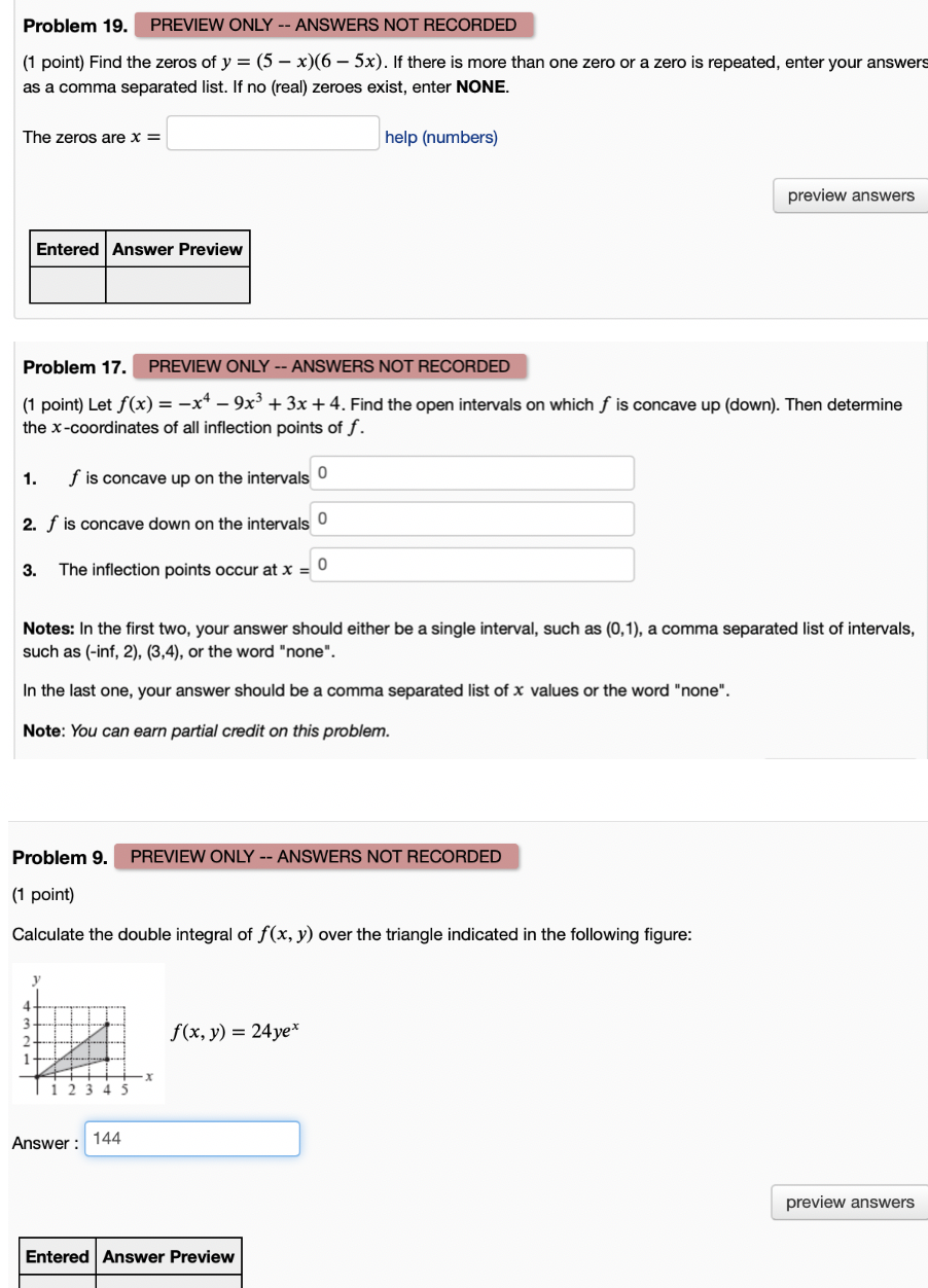 Solved Problem 19. PREVIEW ONLY -- ANSWERS NOT RECORDED (1 | Chegg.com