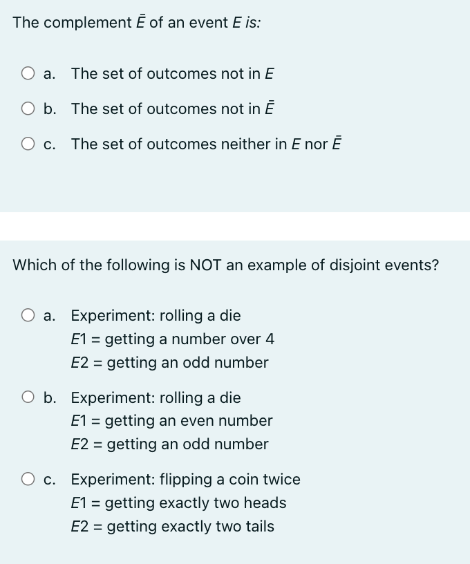 The complement Eˉ of an event E is: a. The set of | Chegg.com