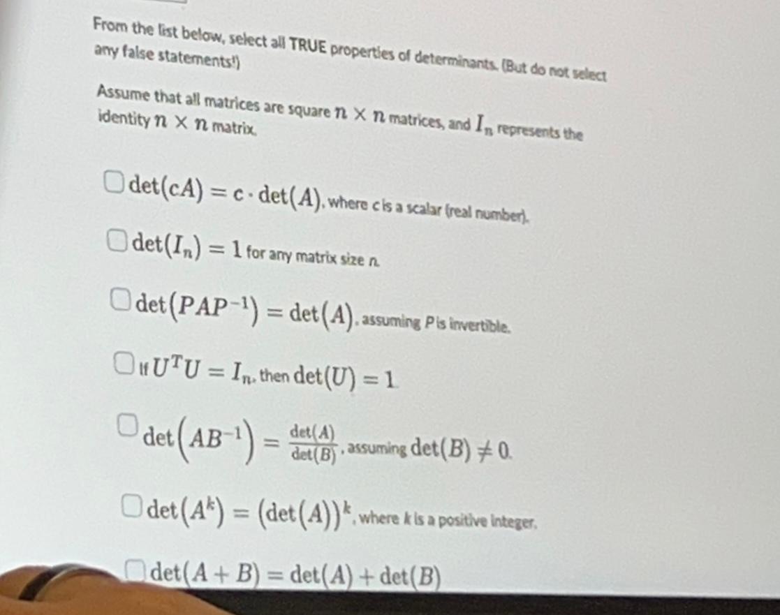 Solved From the list below, select all TRUE properties of | Chegg.com