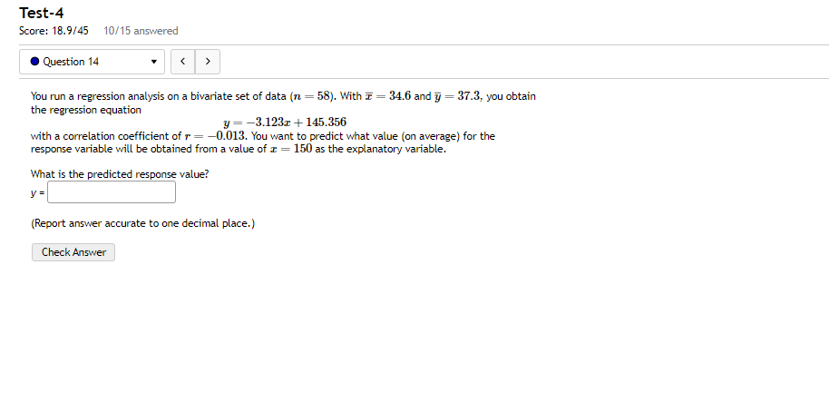 Solved You run a regression analysis on a bivariate set of | Chegg.com
