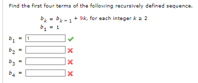 Solved Find the first four terms of the following | Chegg.com