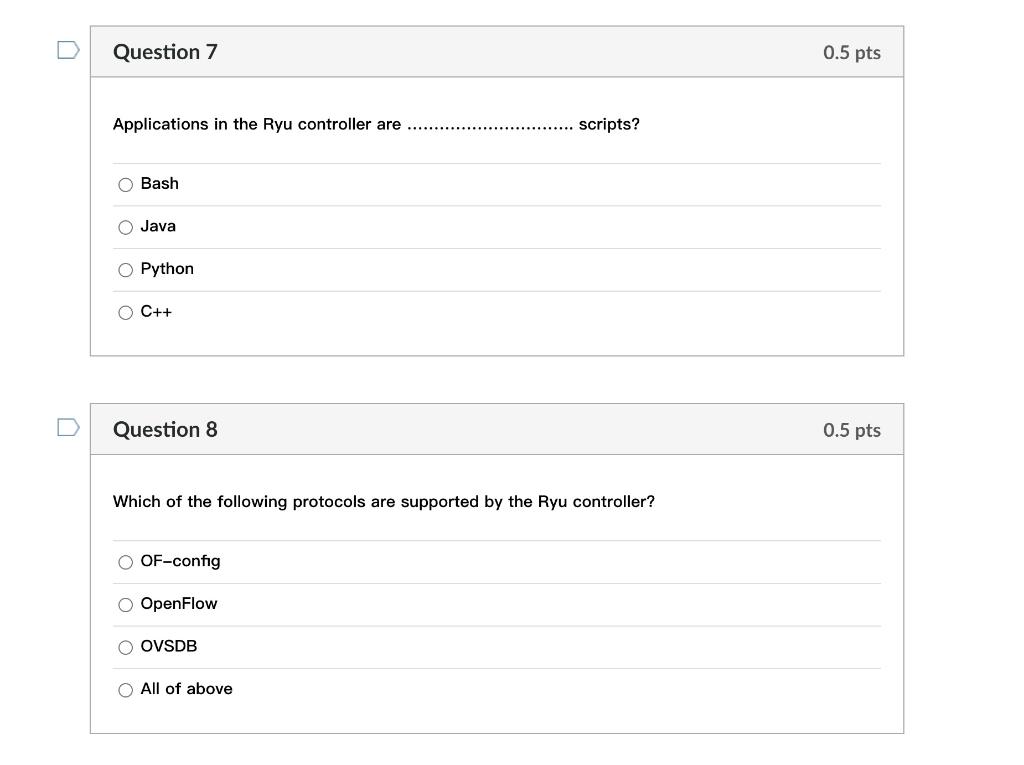 Solved U Question 7 Applications in the Ryu controller are | Chegg.com
