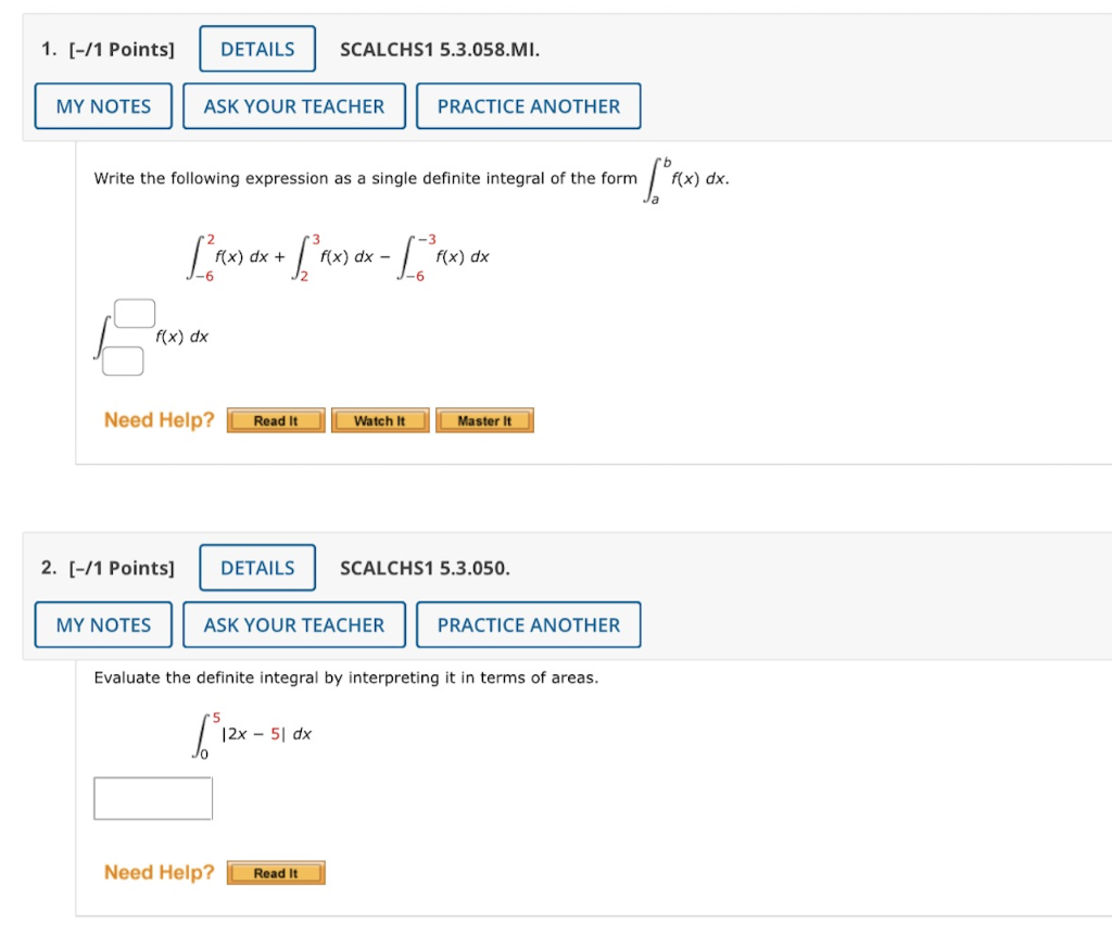 Solved Write the following expression as a single definite | Chegg.com