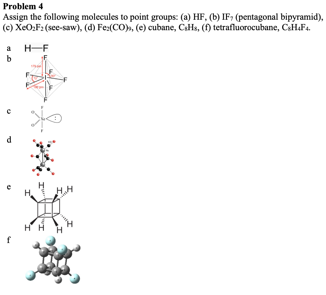 Solved Problem 4 Assign the following molecules to point | Chegg.com