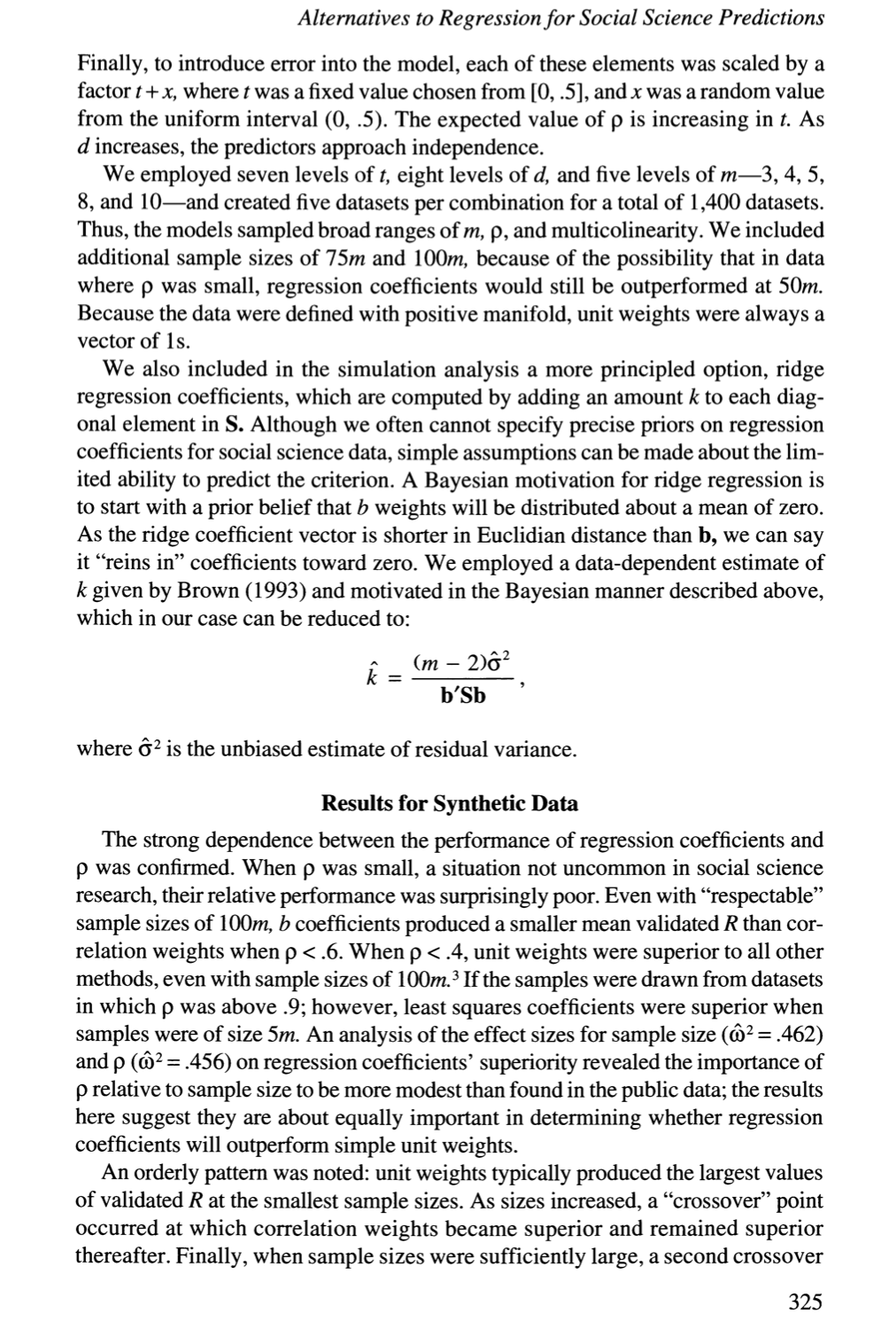 The Superiority of Simple Alternatives to Regression | Chegg.com