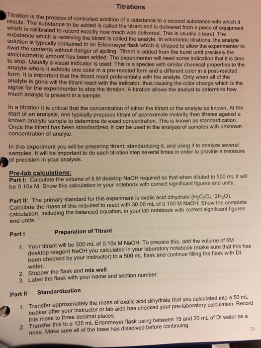 Solved Titrations Titration is the process of controlled | Chegg.com