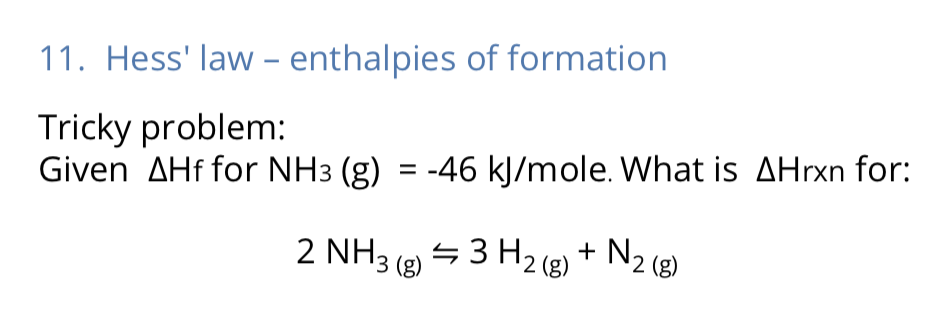 Solved 11. Hess' law – enthalpies of formation Tricky | Chegg.com