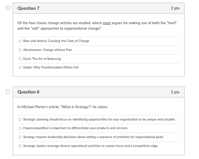 Of the four classic change articles we studied, which | Chegg.com
