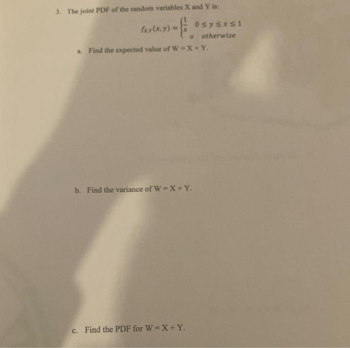 Solved The joint PDF ﻿or the random variables x ﻿and Y | Chegg.com