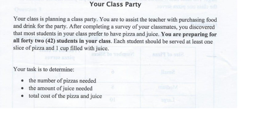 Solved Your class is planning a class party. You are to | Chegg.com