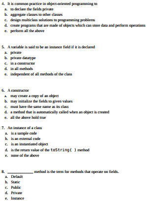 Solved 4. It is common practice in object-oriented | Chegg.com