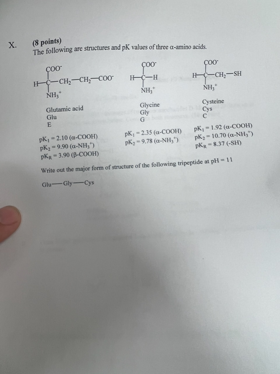 Solved X. (8 points) The following are structures and pK | Chegg.com