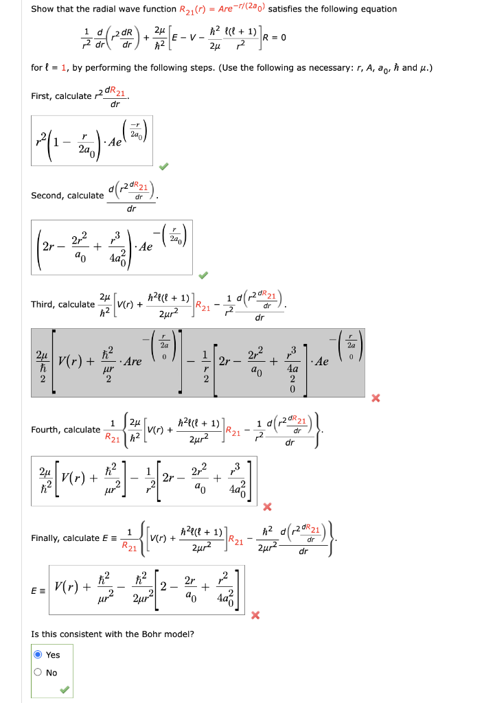 Solved Show That The Radial Wave Function R21 R