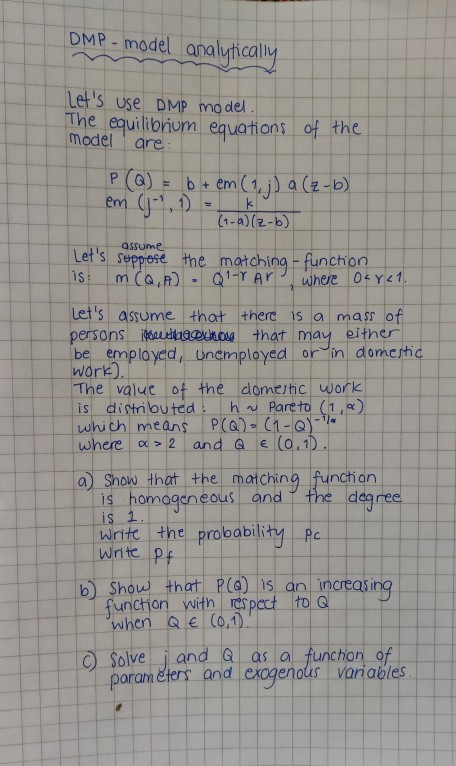 DMP - model analytically Let's use DMP model The | Chegg.com