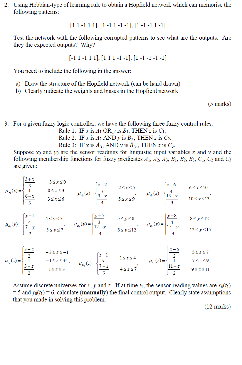 Solved 2. Using Hebbian-type of learning rule to obtain a | Chegg.com