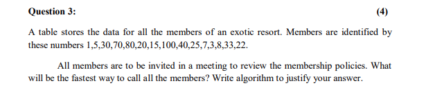 Solved Question 3 A Table Stores The Data For All The