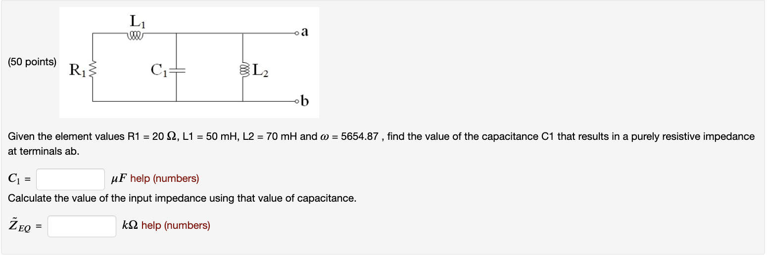 Solved (50 points) Given the element values | Chegg.com