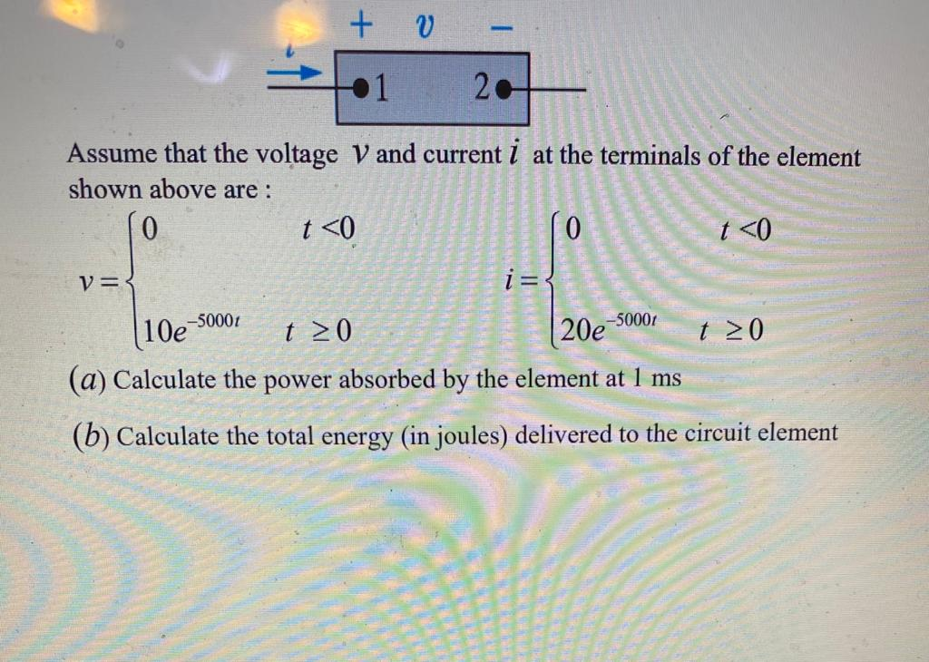 Solved + V .1 2. Assume that the voltage V and current i at | Chegg.com