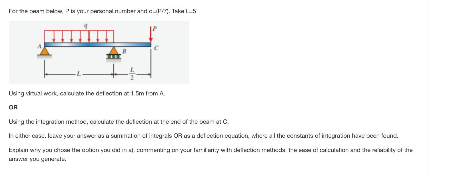 Solved For the beam below, P is your personal number and | Chegg.com