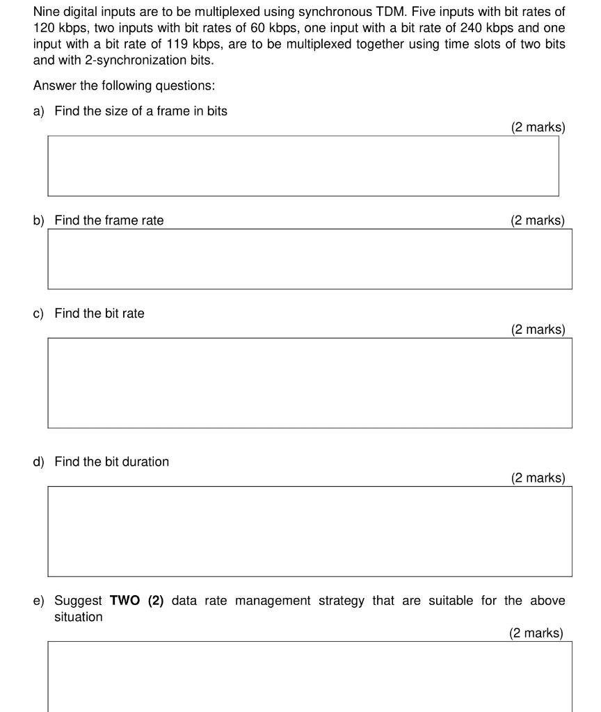 Nine digital inputs are to be multiplexed using | Chegg.com