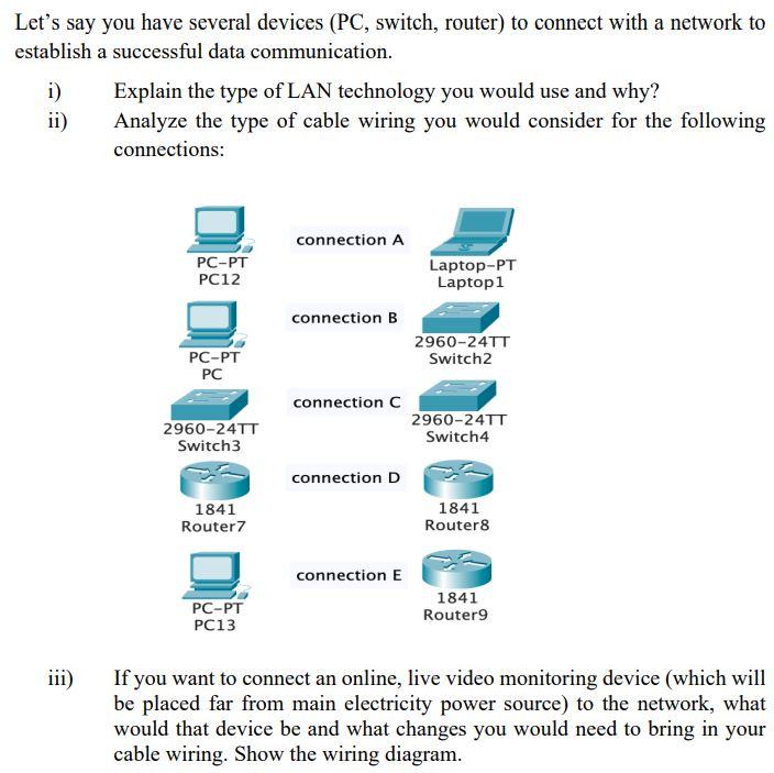Solved Let's say you have several devices (PC, switch, | Chegg.com