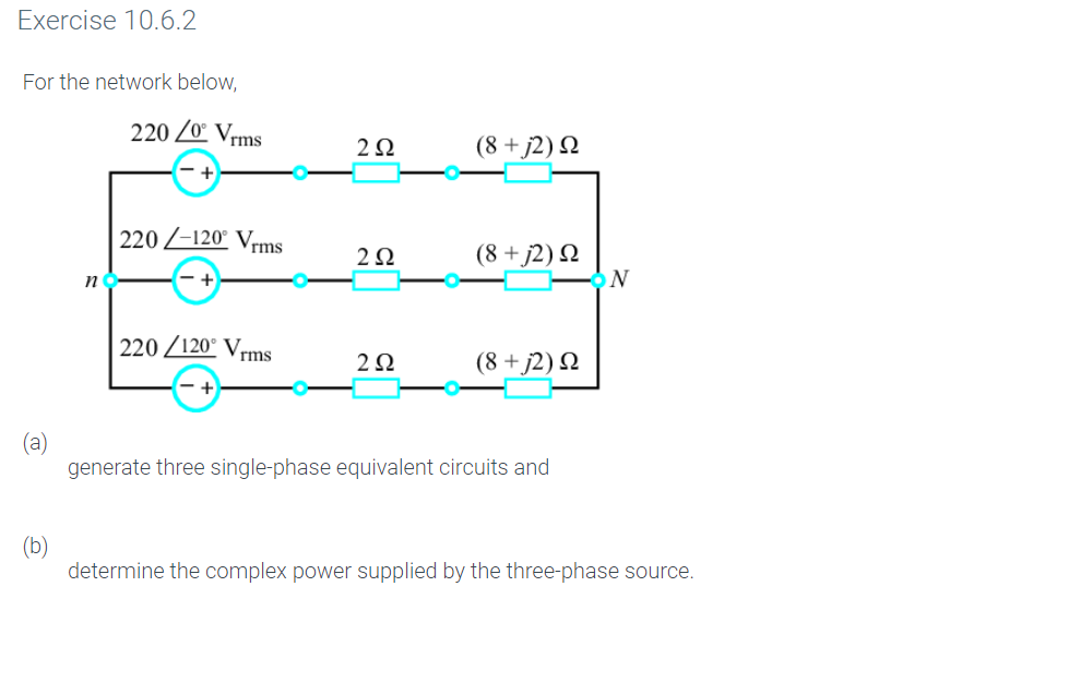 Solved Exercise 10.6.2 For the network below, 220 70° V | Chegg.com