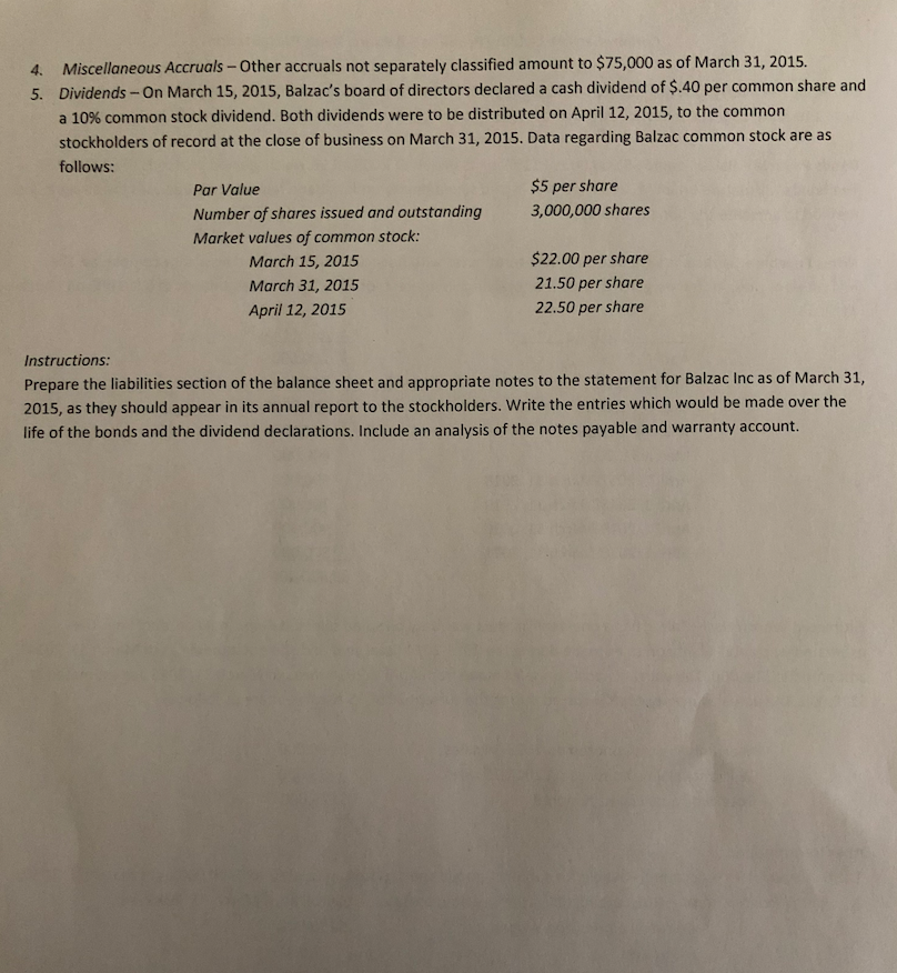 Solved Comprehensive Liability Problem-Balance Sheet | Chegg.com
