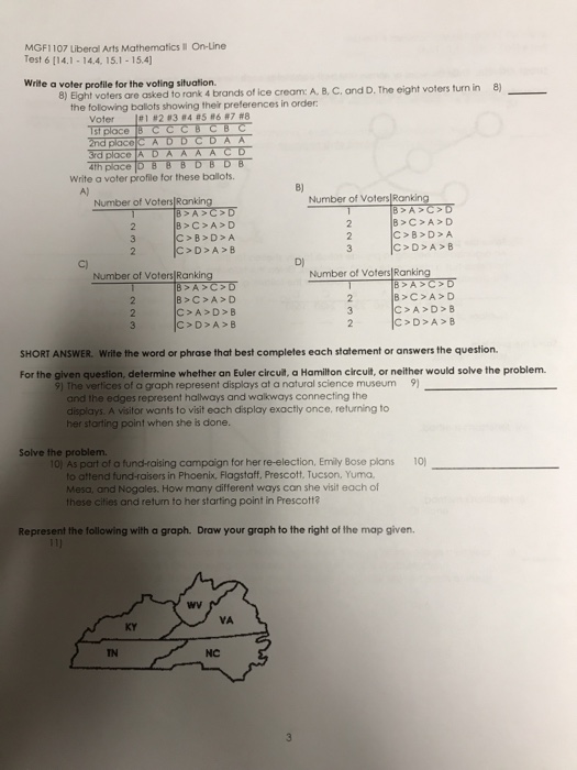 Solved MGFI 107 Liberal Arts Mathematics Test 6 [14.1-14.4, | Chegg.com