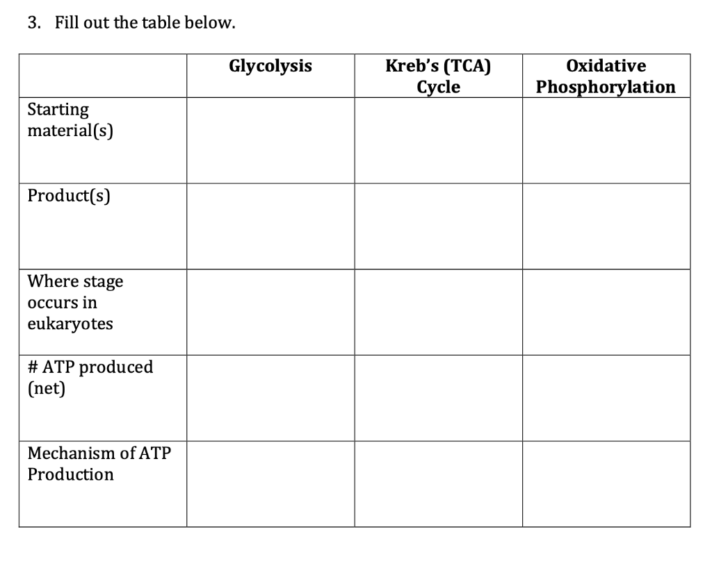 Solved 3. Fill out the table below. | Chegg.com