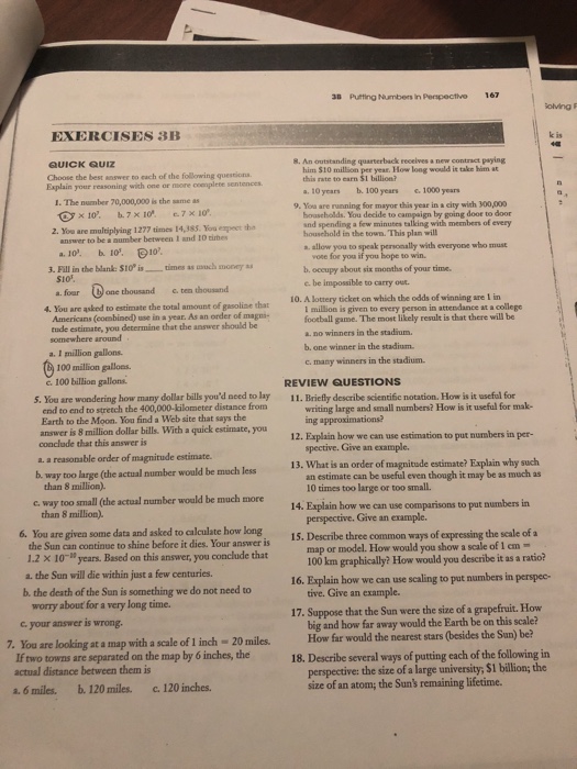 Solved Putting Numbers In Penpective 167 olving EXERCISES 3B | Chegg.com