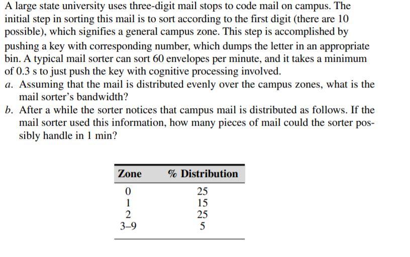 Solved A large state university uses three-digit mail stops | Chegg.com