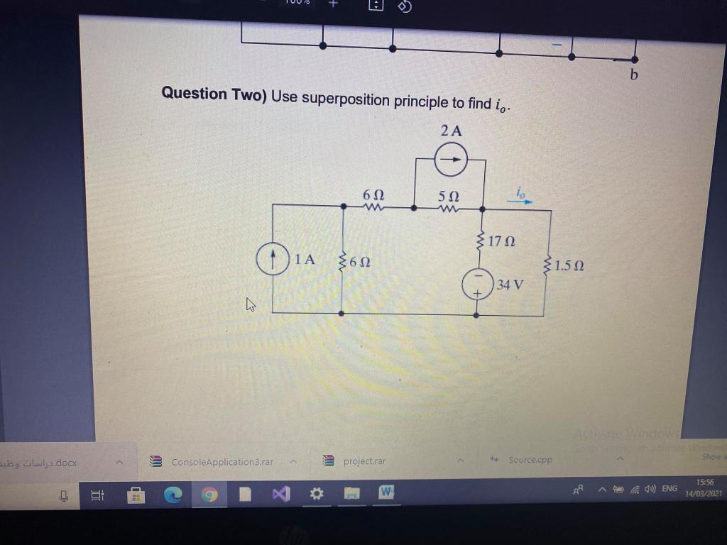 Solved b Question Two) Use superposition principle to find | Chegg.com