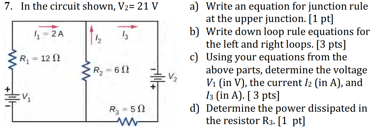 Solved 7. In the circuit shown, V2= 21 V 41 = 2A 12 13 R = | Chegg.com