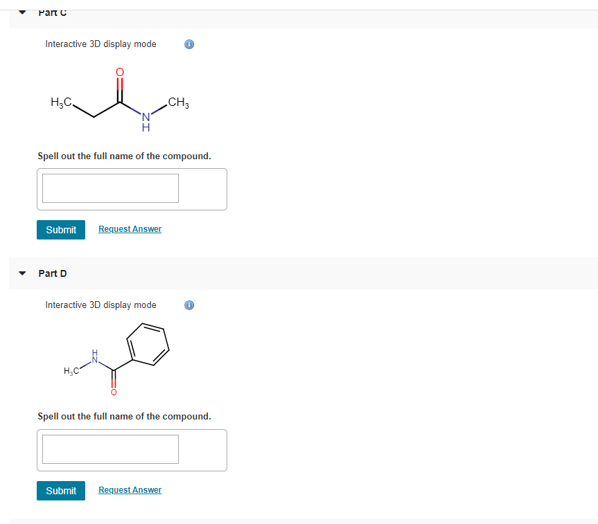 Solved Part C Interactive 3D display mode H3C CH Spell out | Chegg.com